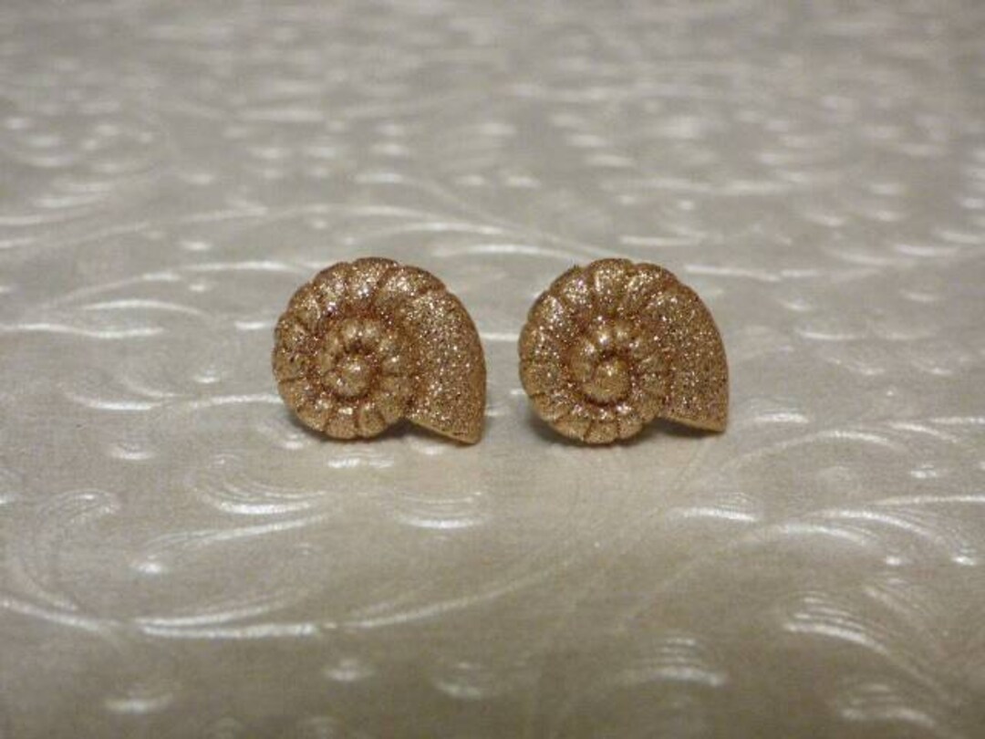 Gold Seashells With Glitter Stud Earrings - Etsy