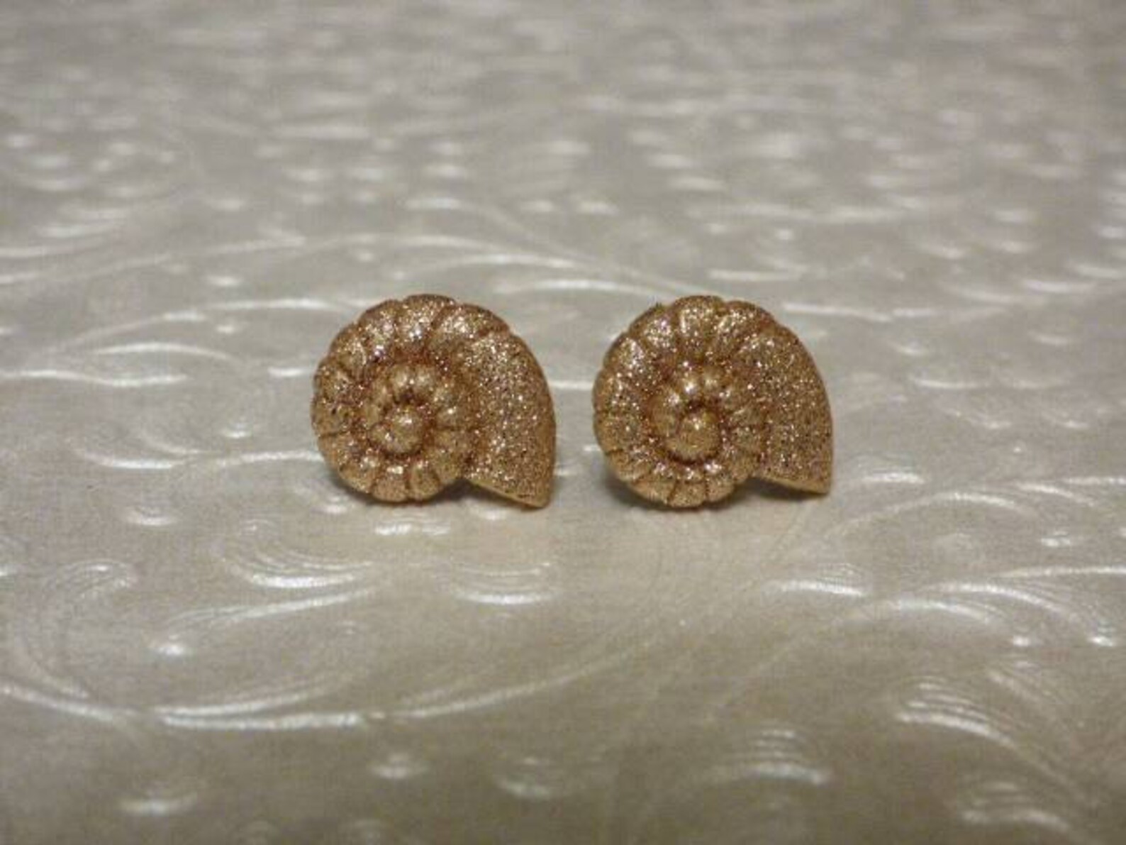 Gold Seashells With Glitter Stud Earrings - Etsy