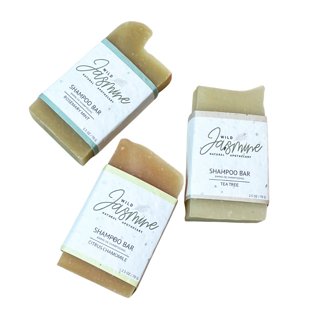 SHAMPOO BAR SAMPLE Set 3 Bars Soap Samples Rosemary Mint Shampoo, Tea ...