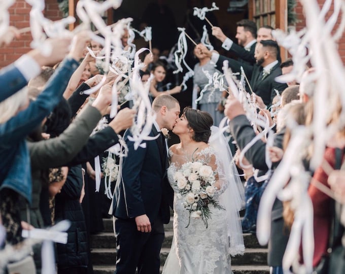 150 Ribbon Wedding Wands Send off Idea Ceremony Exit Ribbon Wedding ...