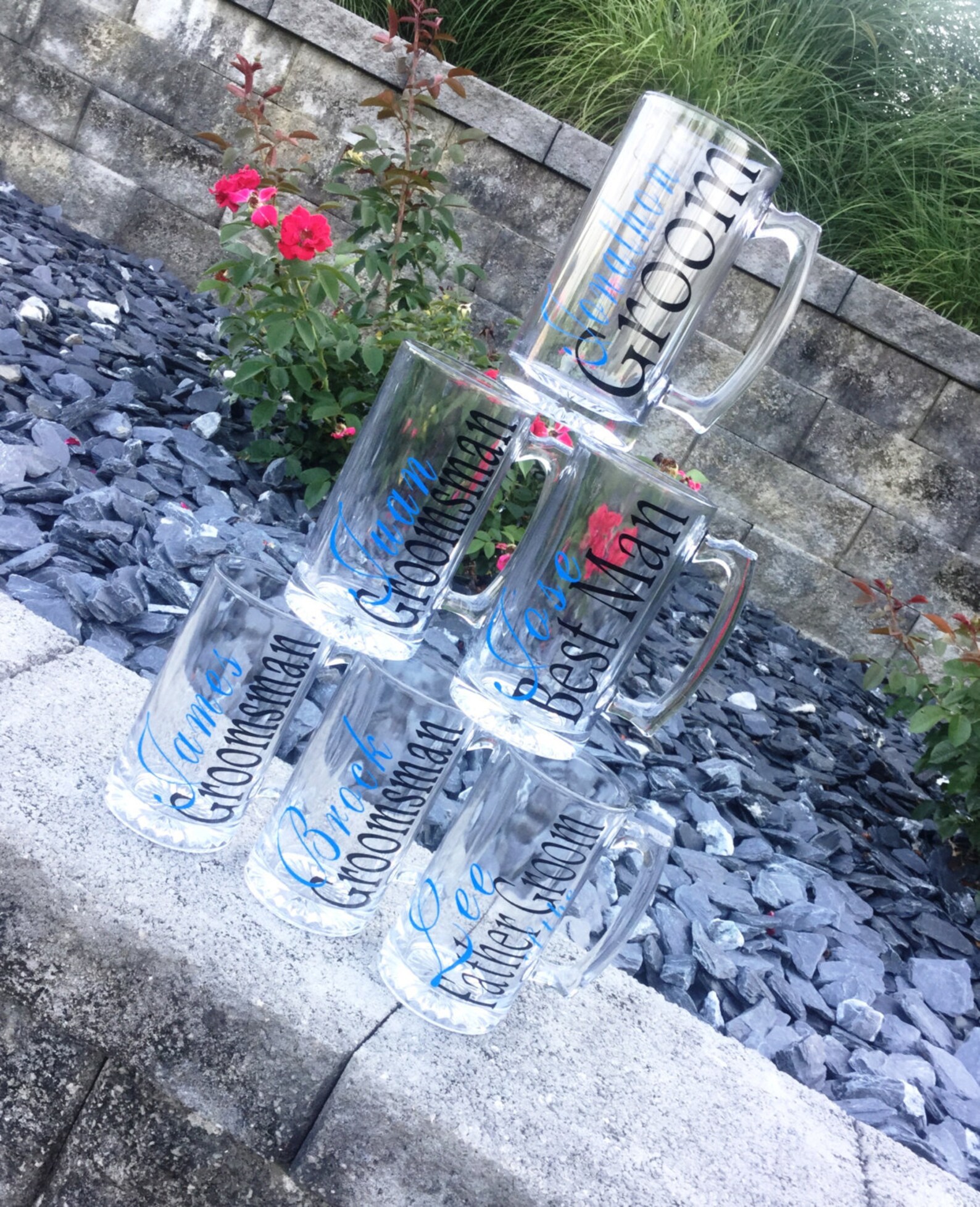 7 Groomsmen Beer Mugs Personalized Bridal Party Gift Groom Mug Best Man ...