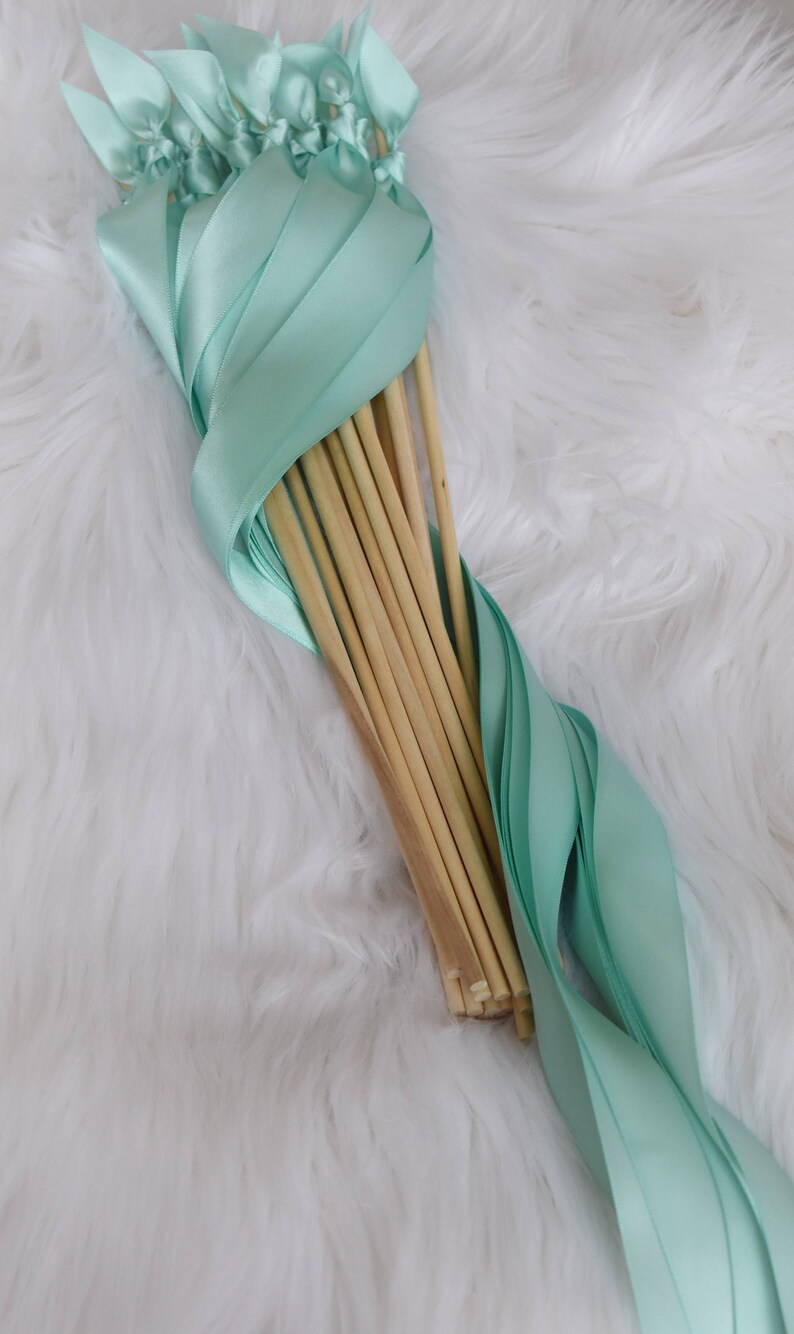 100 Wedding Ribbon Wands Send Off Wedding Exit Aqua - Etsy