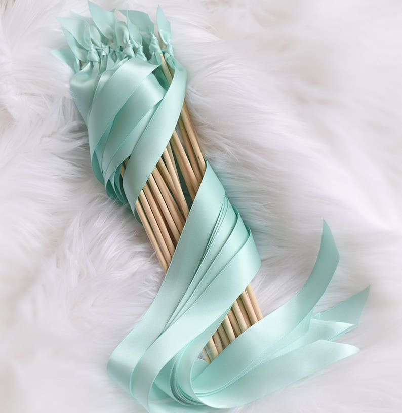 25 Wedding Ribbon Wands Send Off Wedding Exit Aqua Wedding | Etsy