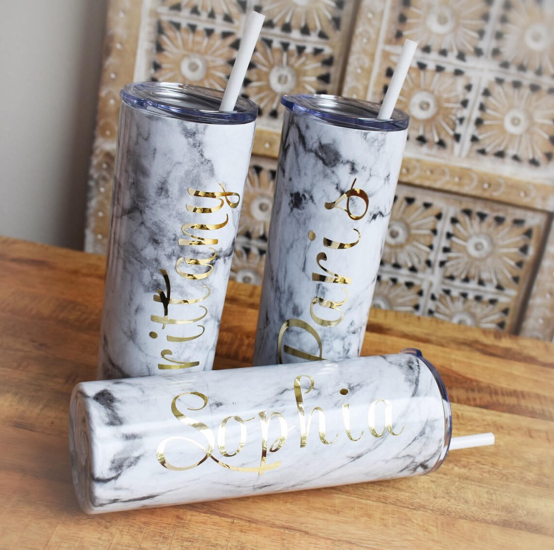 Personalized Bridesmaid Tumbler Custom Cups With Straws | Etsy