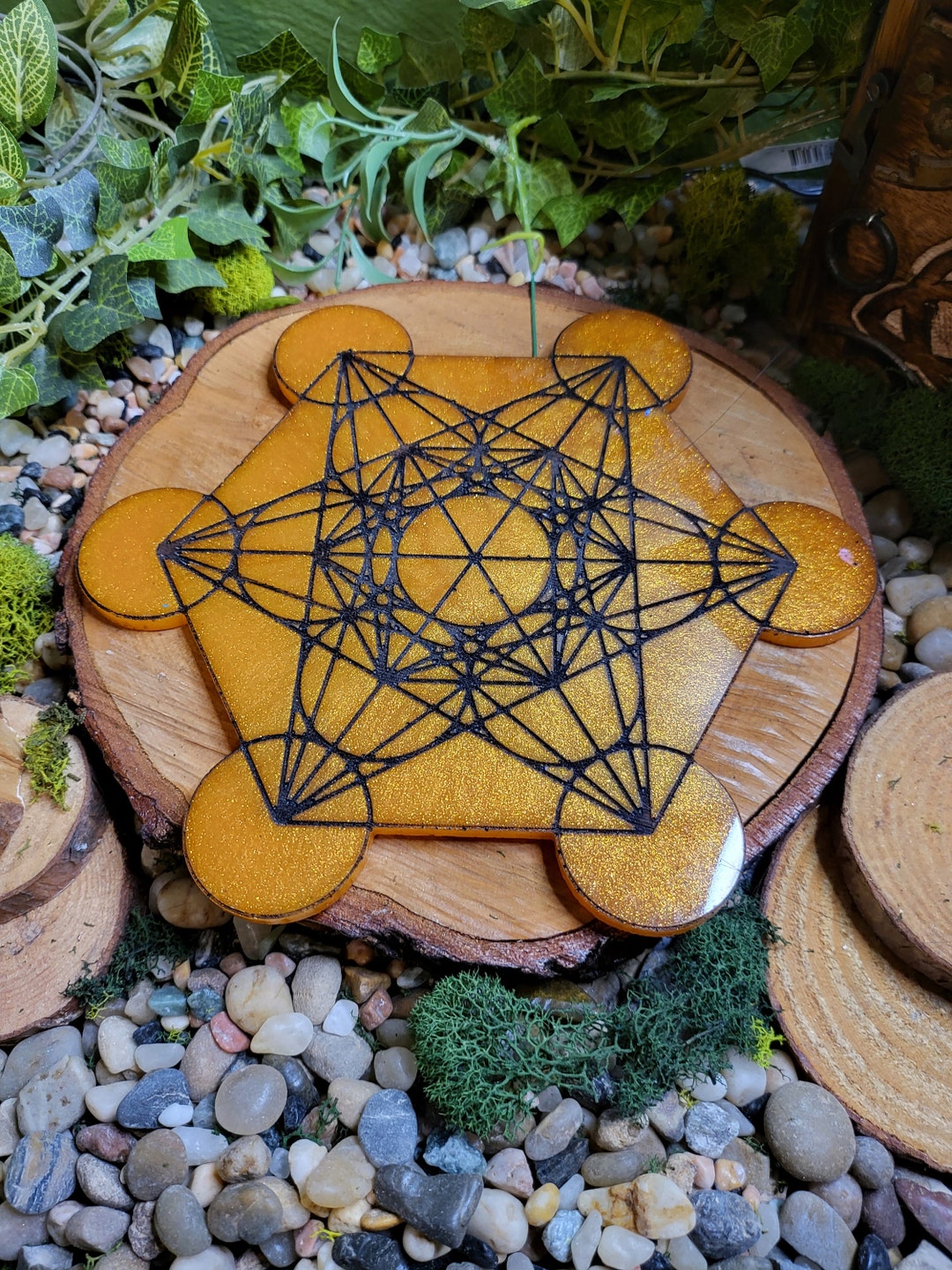 Orange and Black Metatron's Cube Charging Tray - Etsy