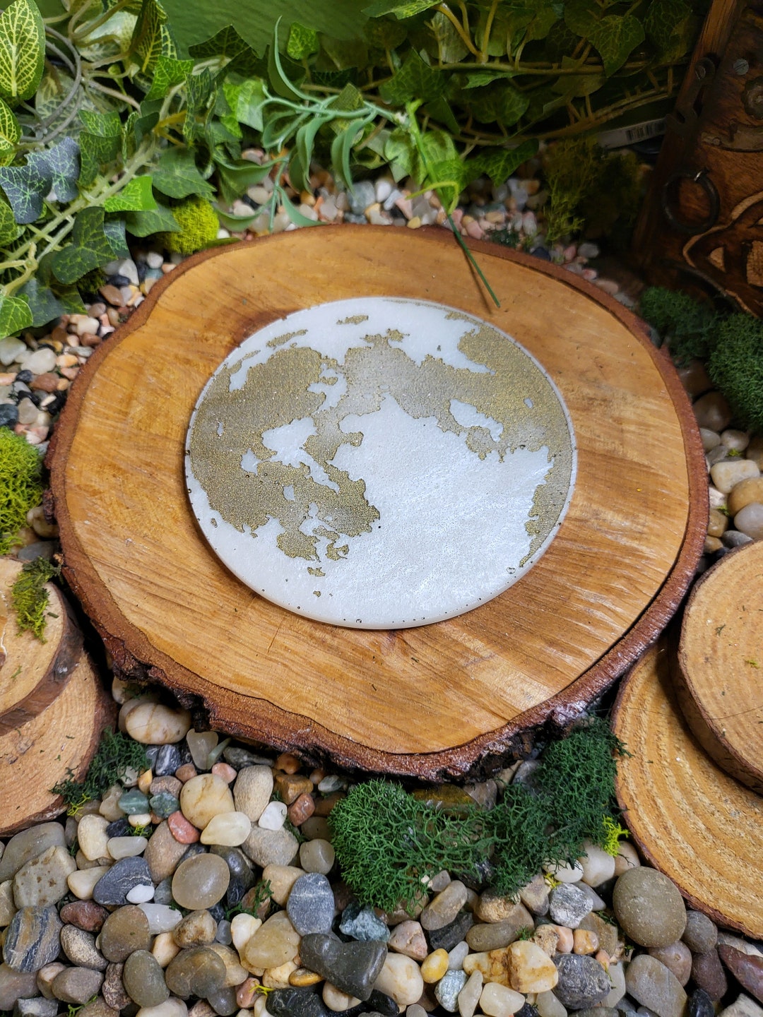 White and Gold Full Moon Plate - Etsy