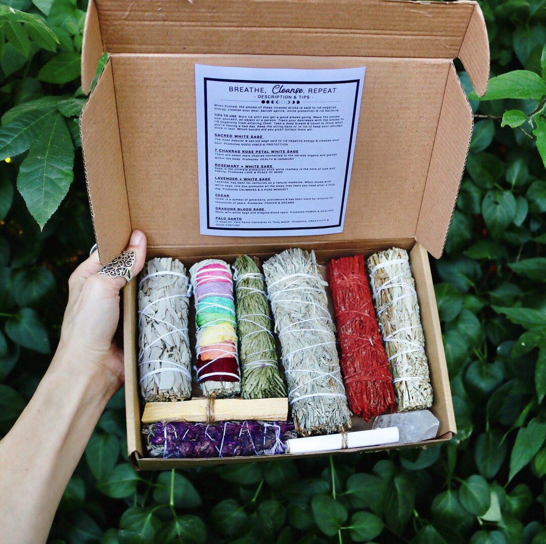 Sage Smudge Stick Variety Sampler Kit Gift Box, Cedar, White Sage ...