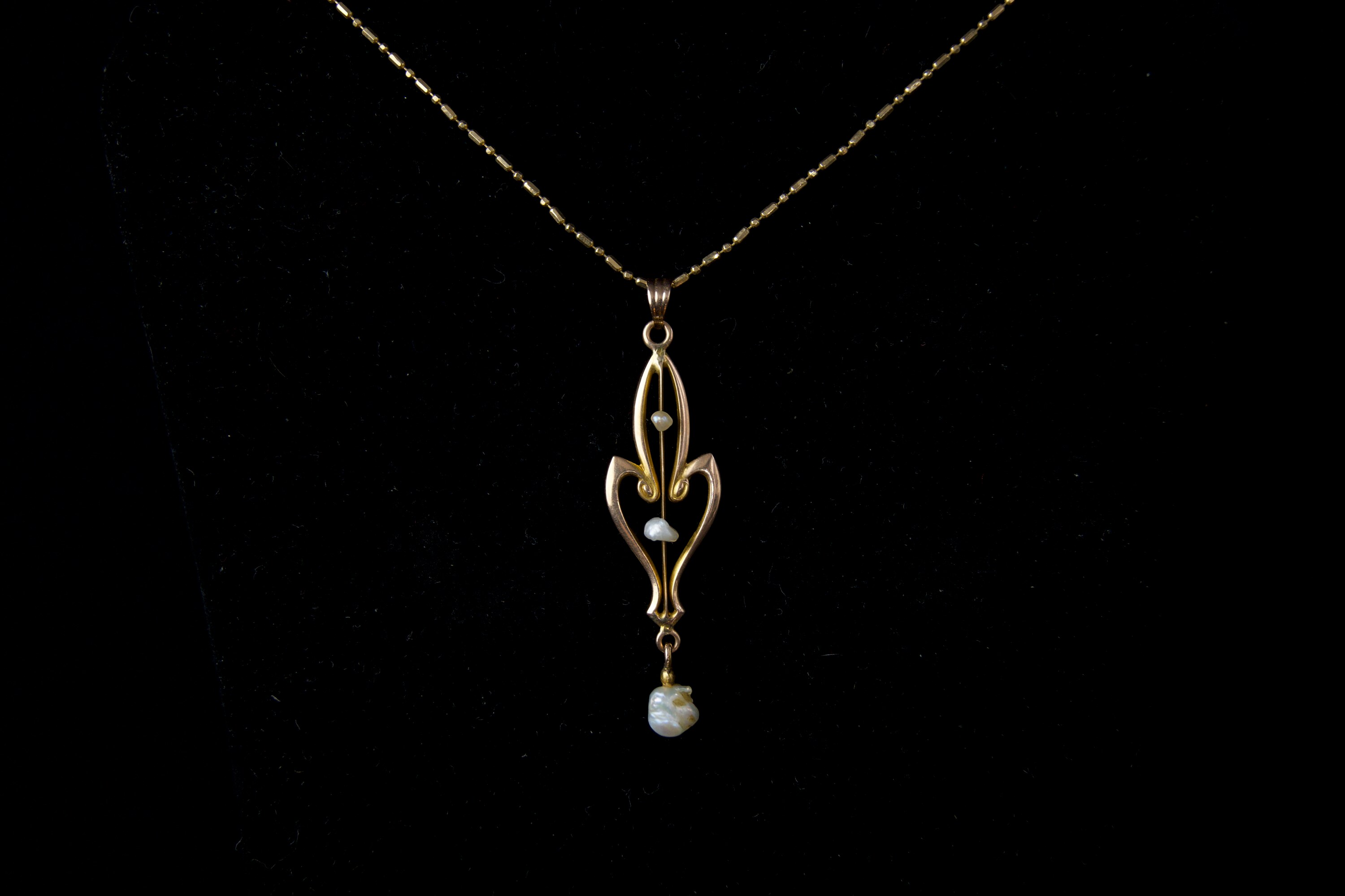 Elegant Antique Art Nouveau 10k Gold Lavalier Pendant With - Etsy