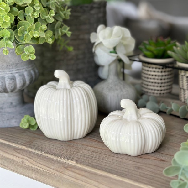 White Ceramic Pumpkin - Etsy