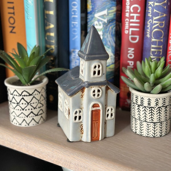 Ceramic Tea Light Church - Etsy