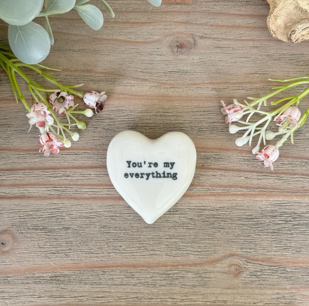 White Porcelain Heart Pebble You're My Everything - Etsy