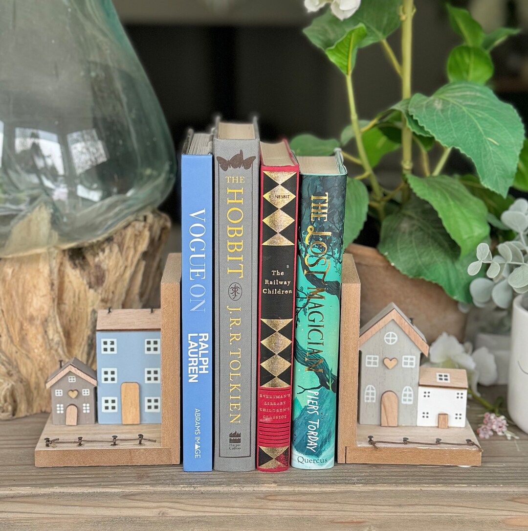 Wooden House Scene Bookends - Etsy