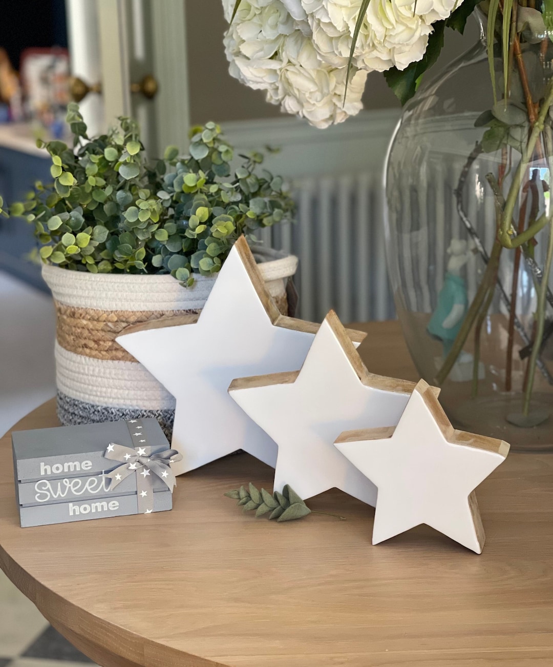 Mantelpiece Wooden Star Set - White - Etsy