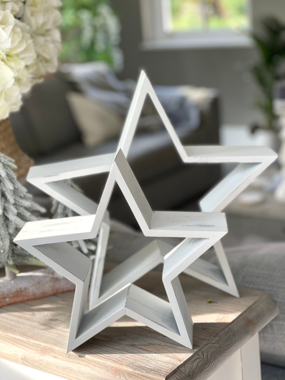 White Mantelpiece Wooden Star. Medium 36.5cm - Etsy UK