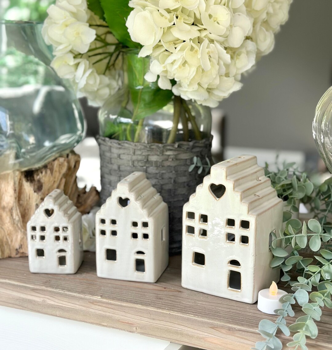 Glazed Ceramic Dutch Tea Light House - Available in 3 Sizes - Etsy