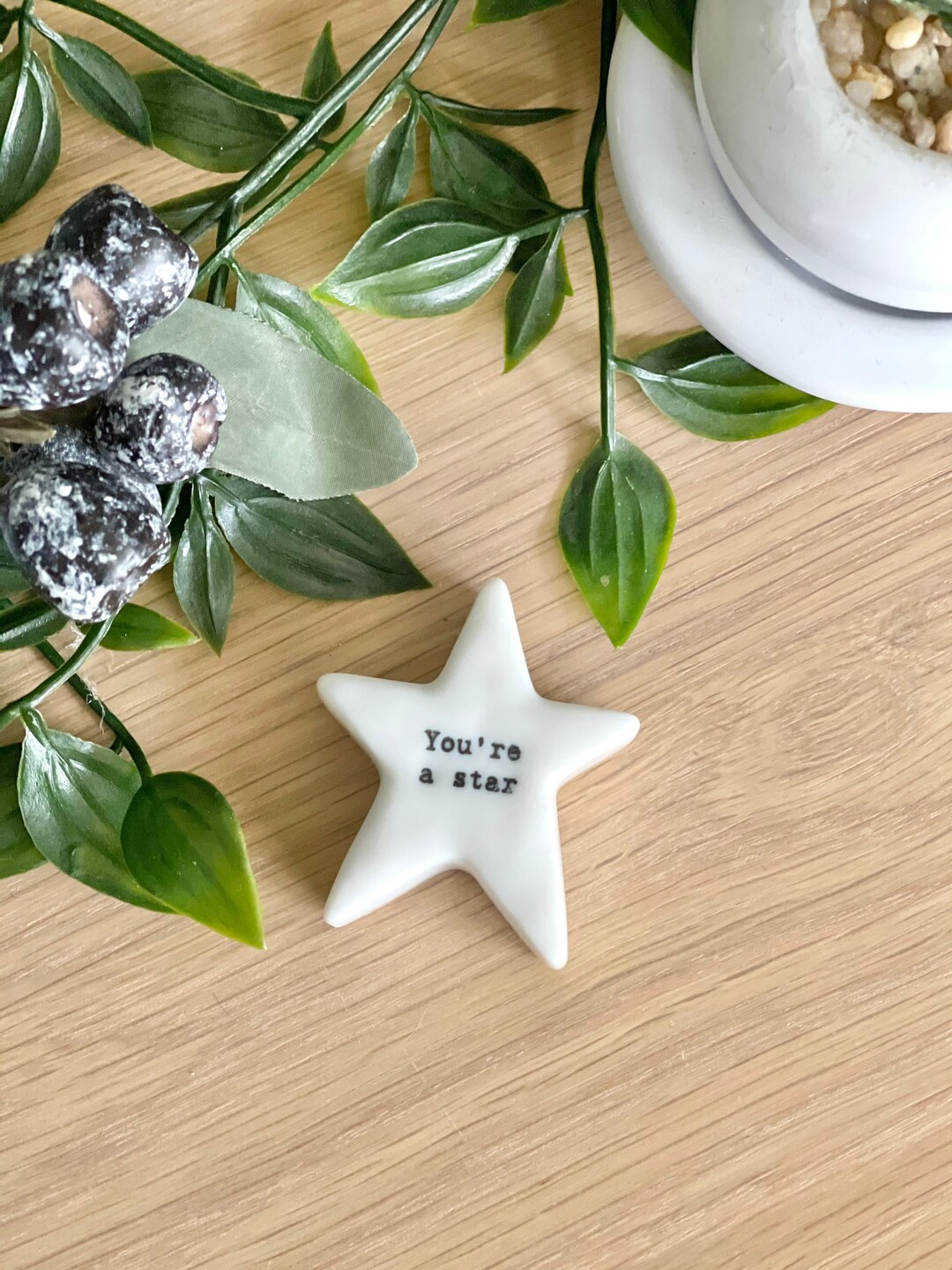 White Porcelain Star Pebble - You’re a Star - Etsy