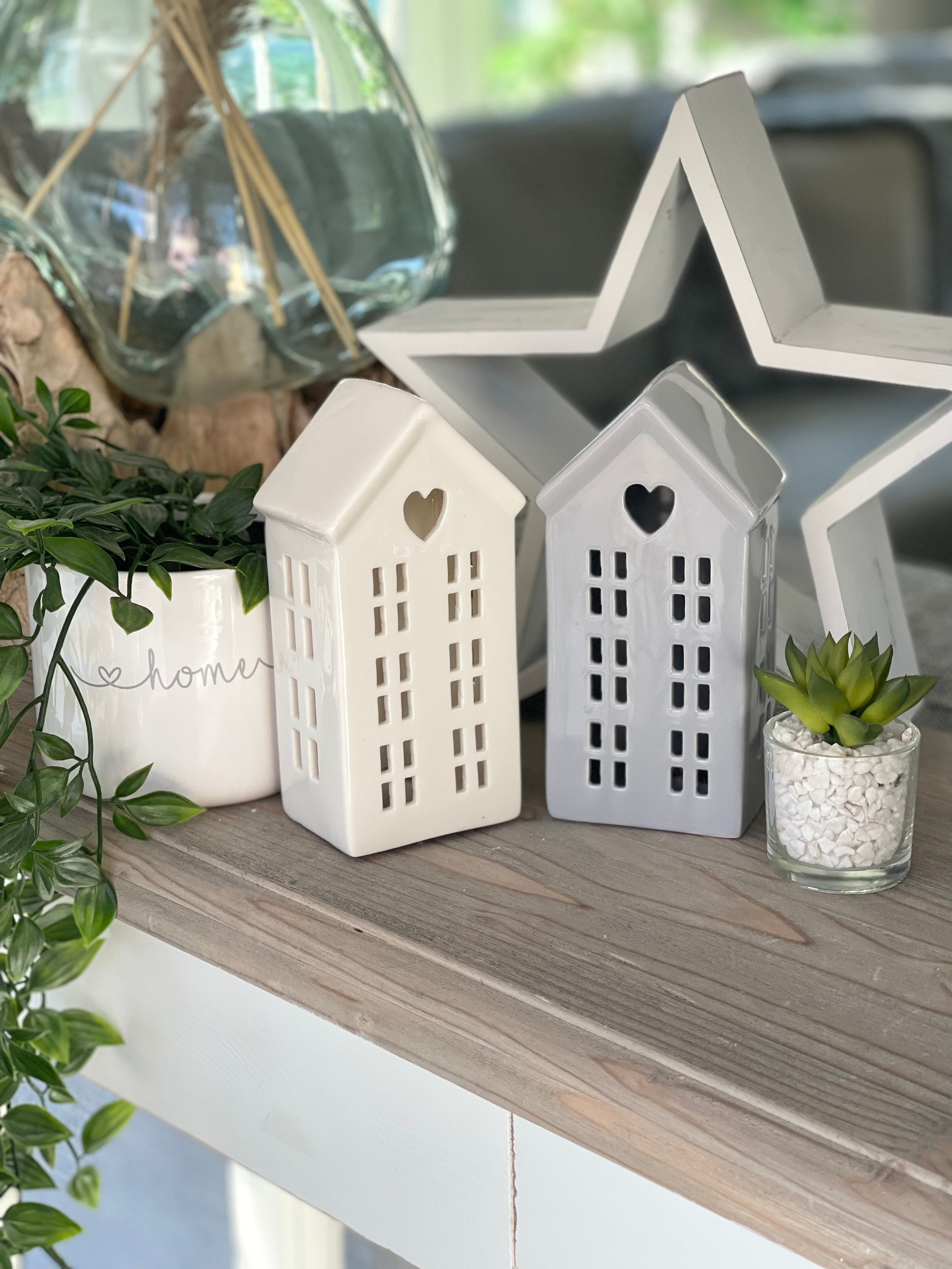 Tall Ceramic LED Heart House 2 Colours Available - Etsy UK