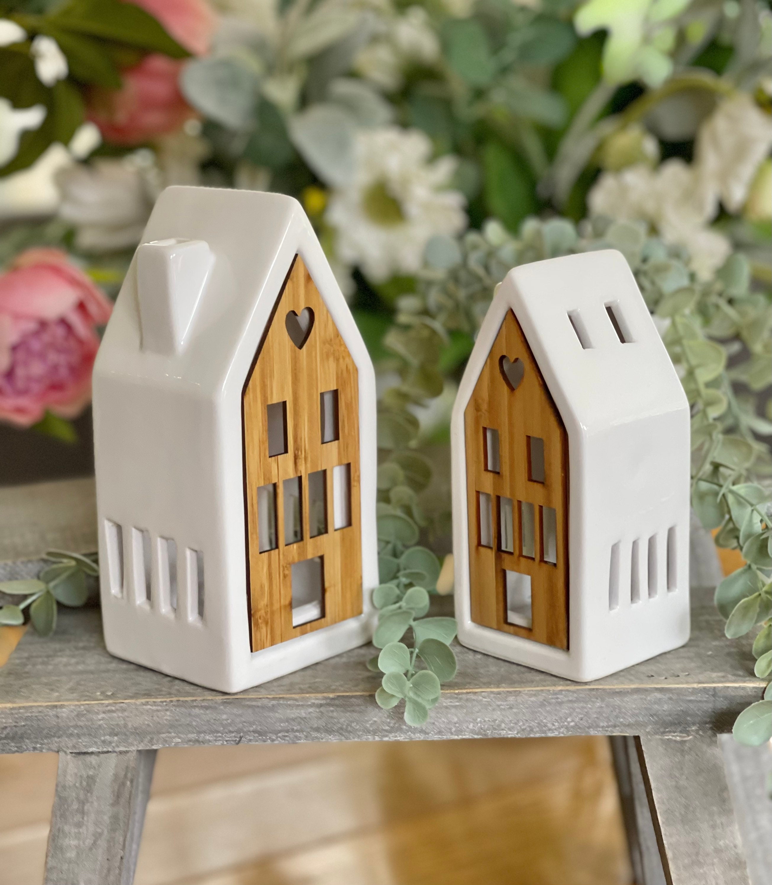 Wooden Front Ceramic LED House 2 Sizes Available - Etsy UK
