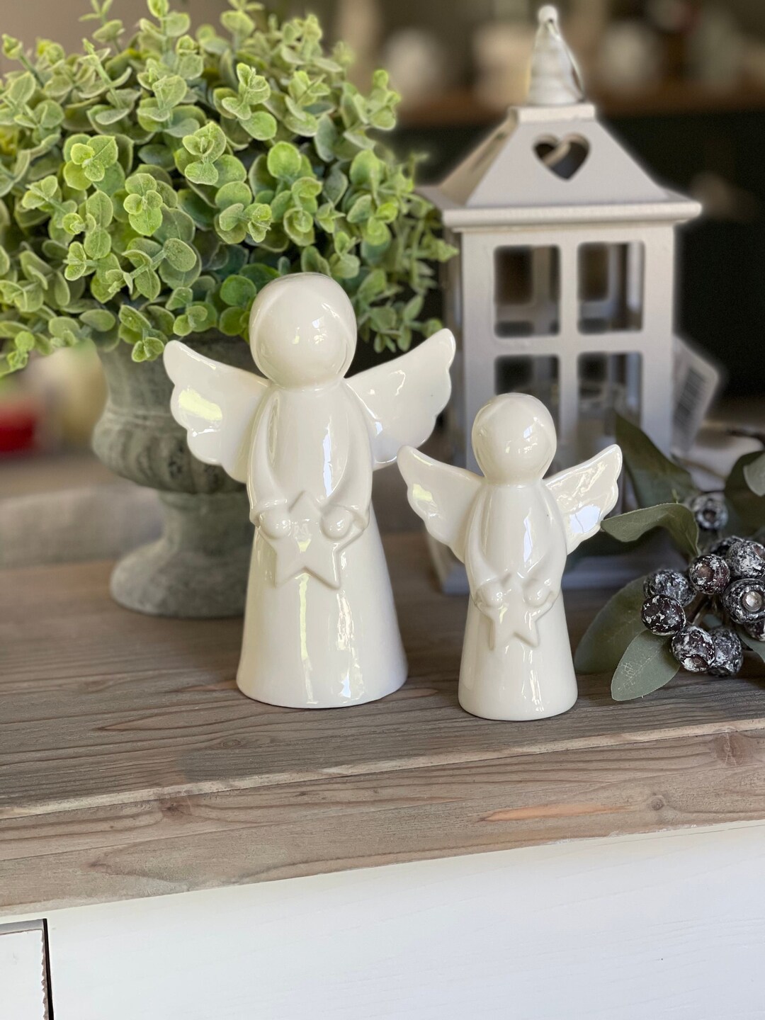 Simplistic White Ceramic Glazed Angel 2 Sizes Available - Etsy