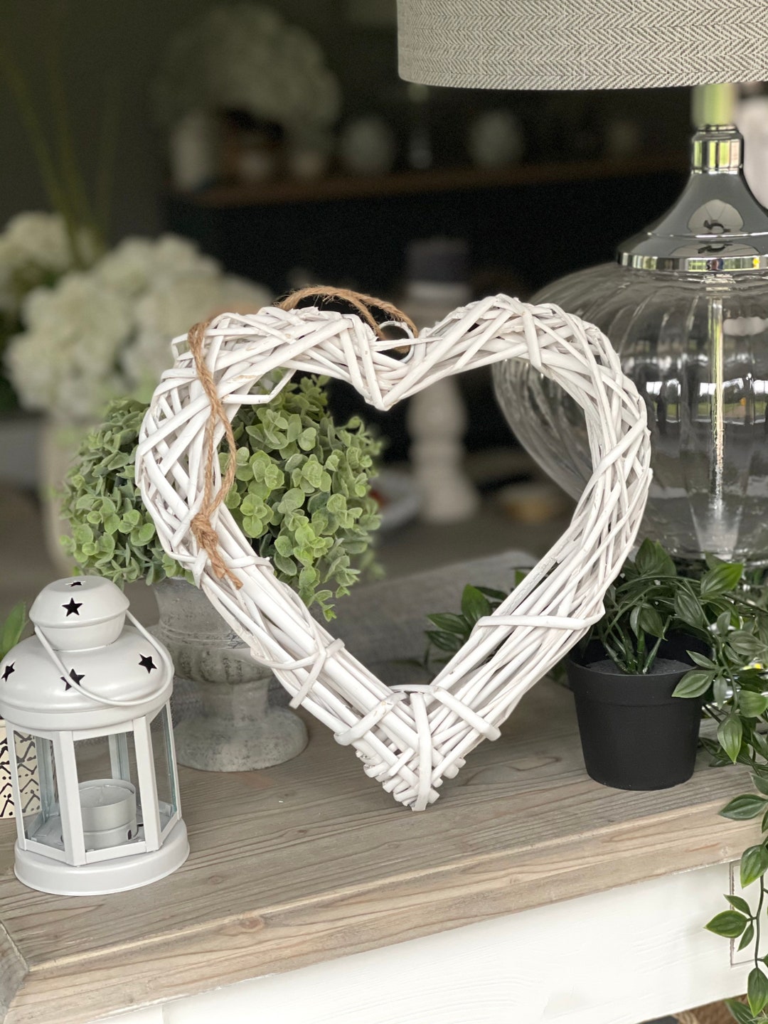 Rustic Wicker Hanging Rattan Heart 30cm - Etsy