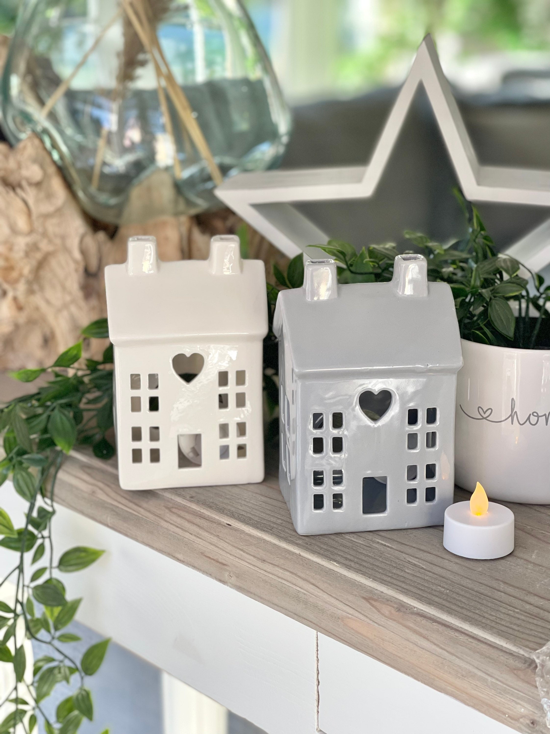 Medium Ceramic LED Heart House 2 Colours Available - Etsy