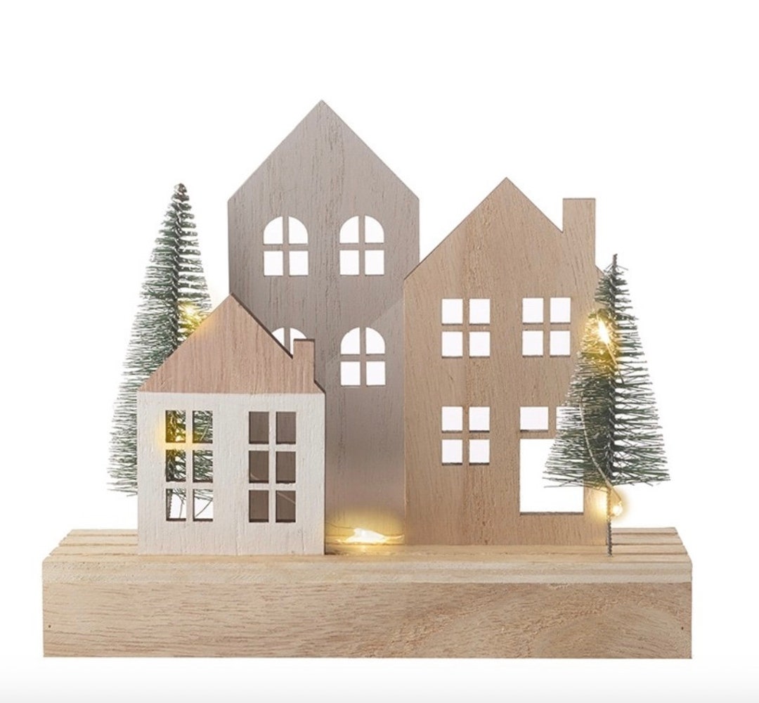 Small LED Light up Trees House Scene - Etsy