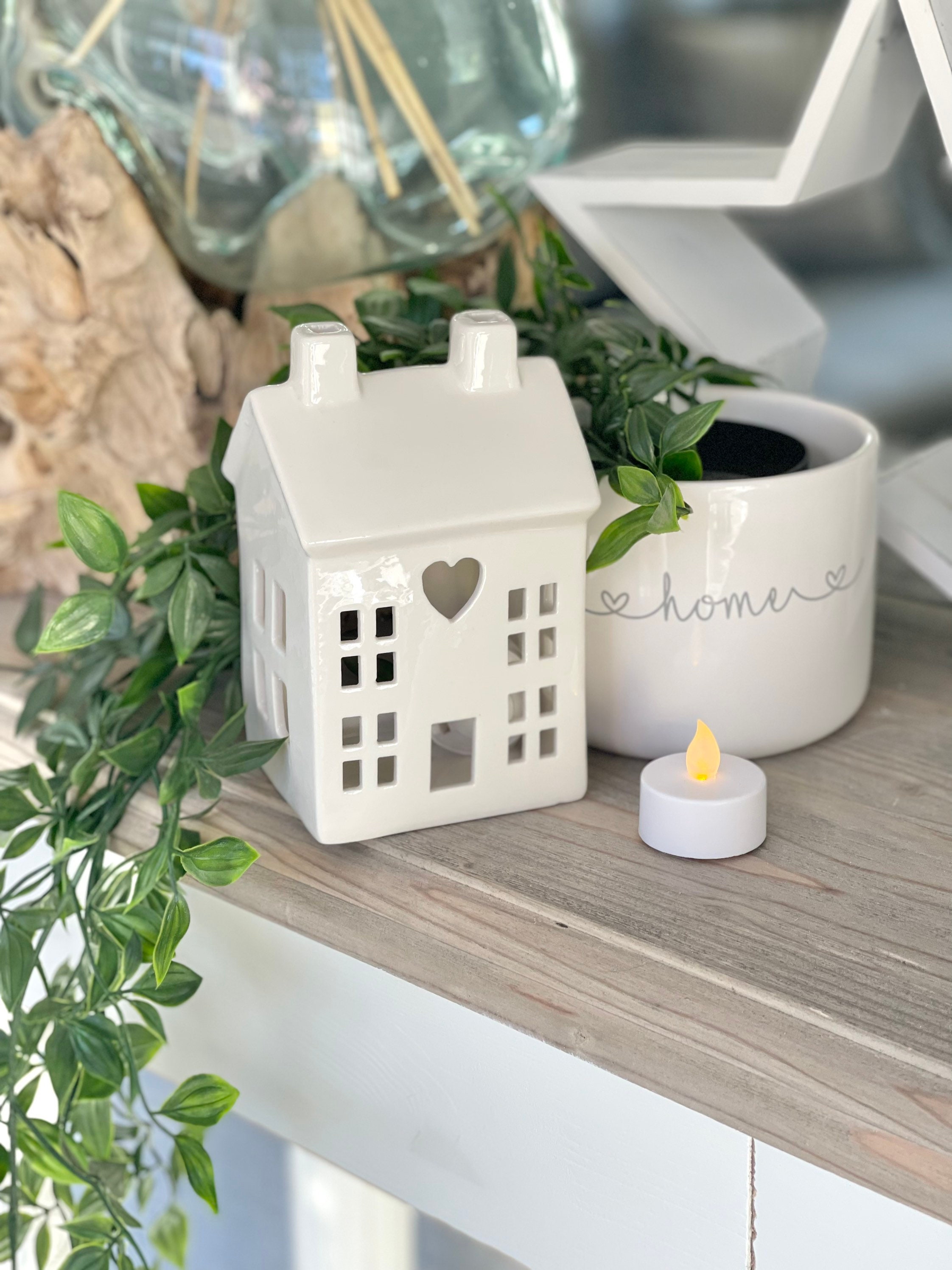 Medium Ceramic LED Heart House 2 Colours Available - Etsy