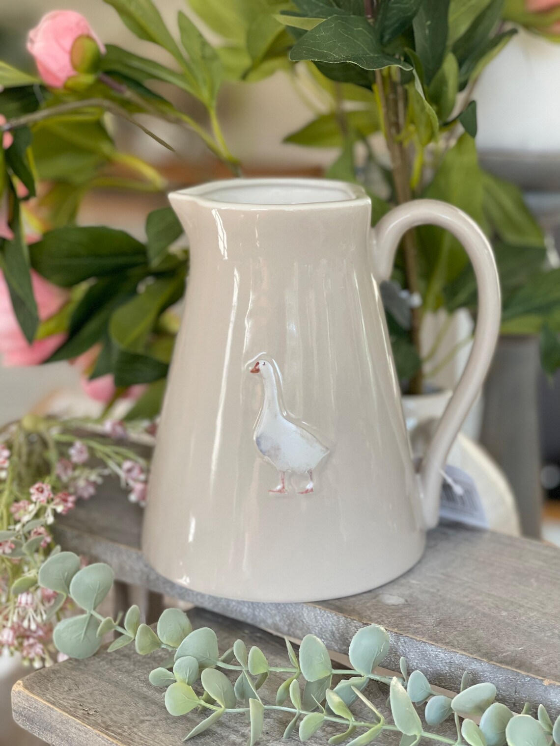 Stoneware Embossed Jug Goose Cow or Chicken - Etsy