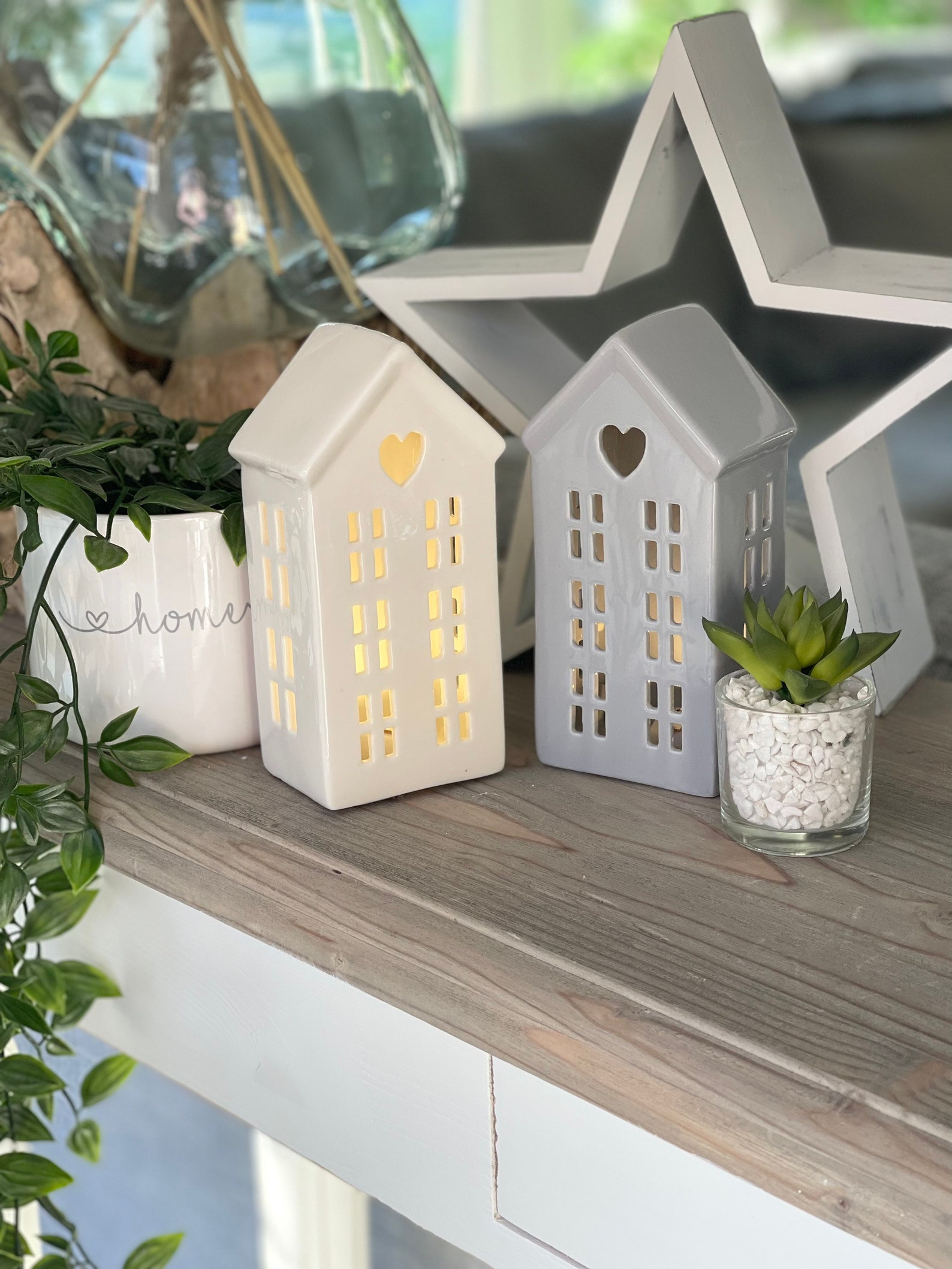 Tall Ceramic LED Heart House 2 Colours Available - Etsy