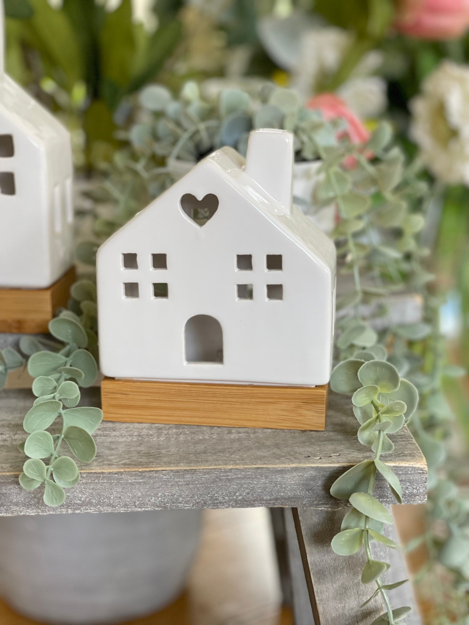 Wooden Base Ceramic LED House 2 Sizes Available - Etsy