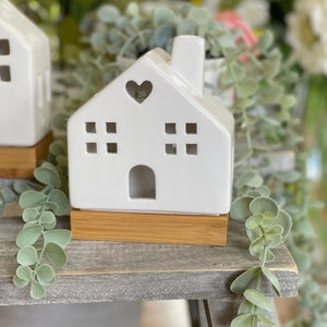 Wooden Base Ceramic LED House - 2 Sizes Available - Etsy UK