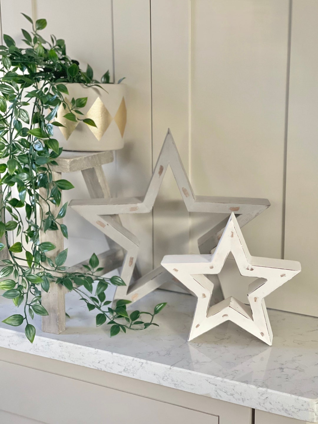 Mantelpiece Grey and White Stars, Set of 2 - Etsy