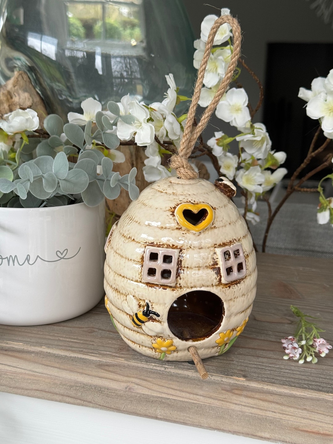 Ceramic Cream Beehive Bird House - Etsy