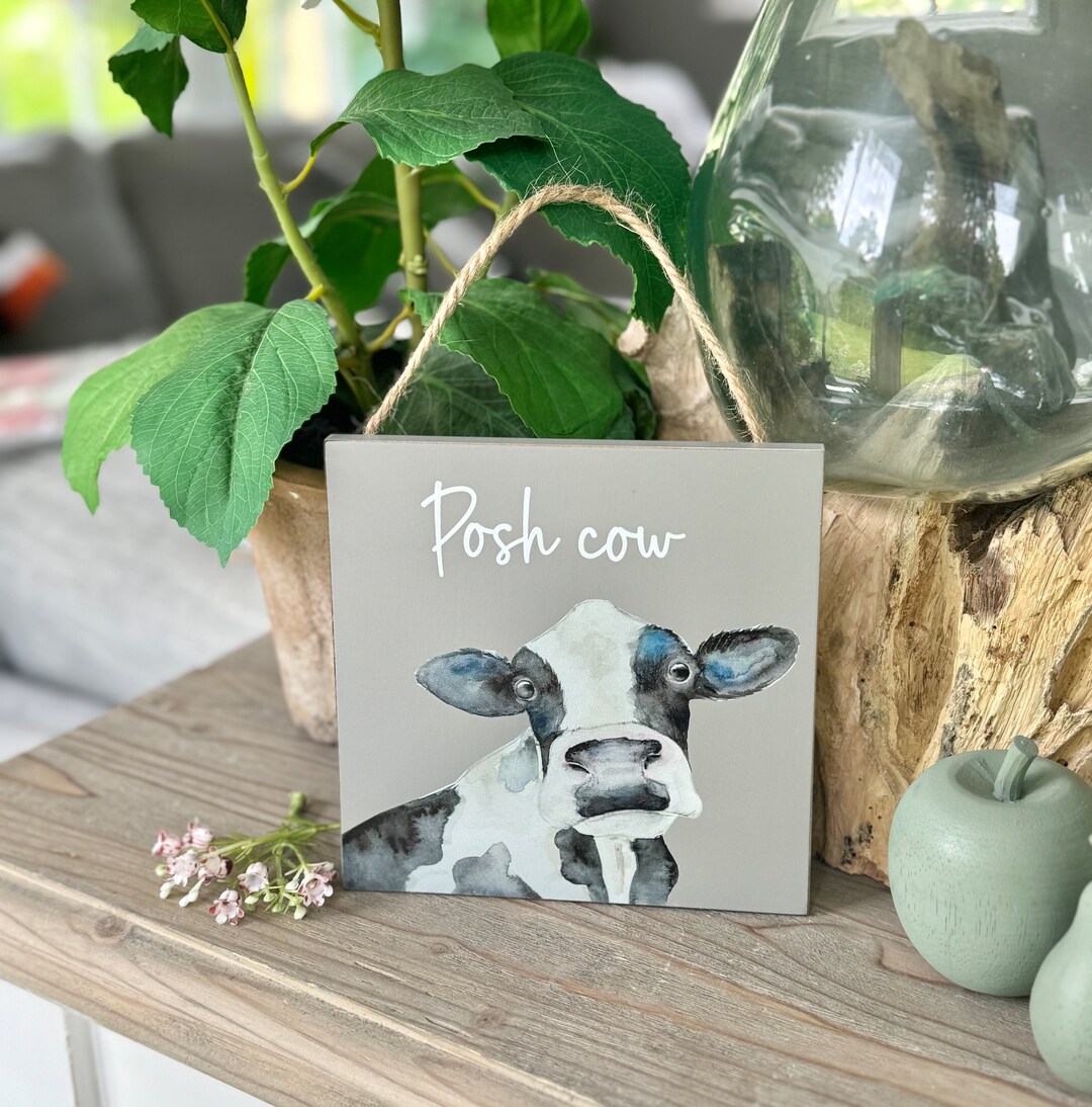 Wooden Hanging Sign/plaque. "posh Cow" - Etsy
