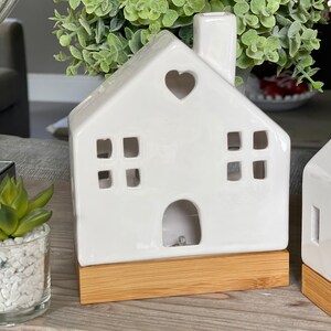 Wooden Base Ceramic LED House - 2 Sizes Available - Etsy UK