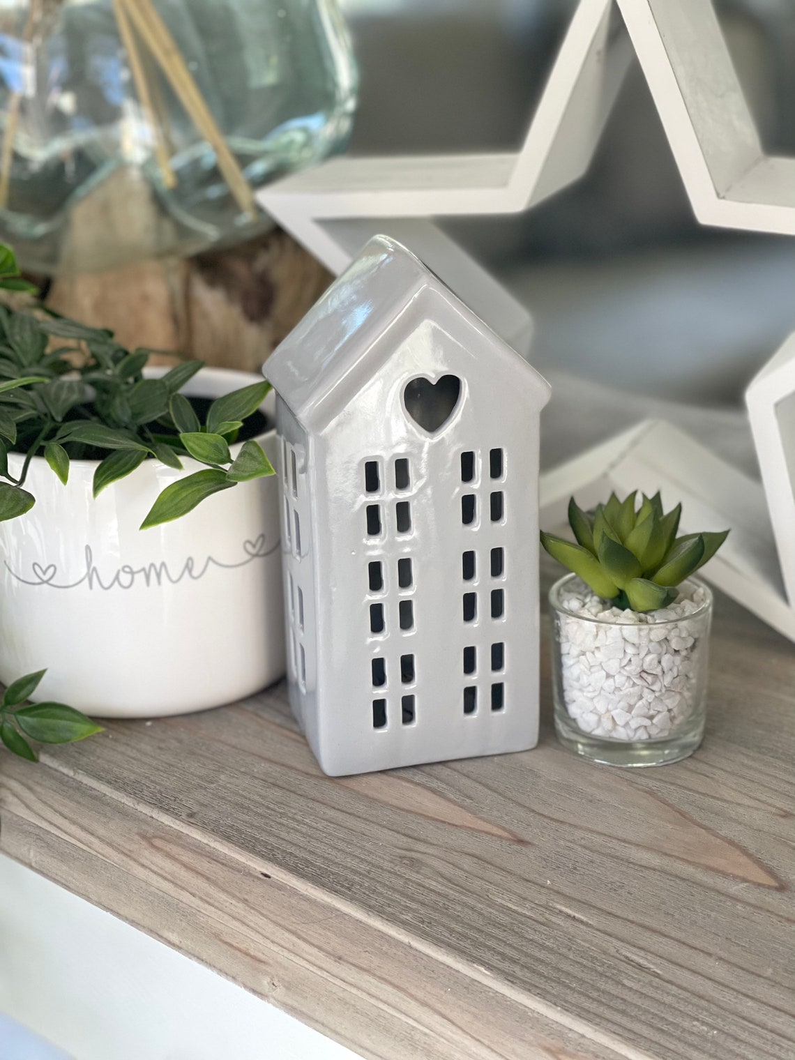 Tall Ceramic LED Heart House 2 Colours Available | Etsy