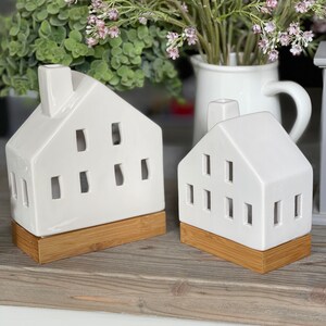 Wooden Base Ceramic LED House - 2 Sizes Available - Etsy UK