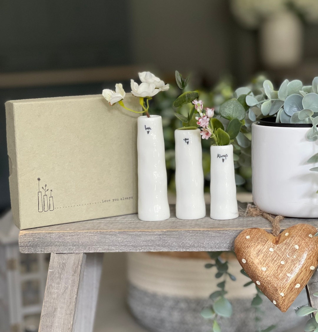 Trio of Porcelain Bud Vases Love, You, Always - Etsy