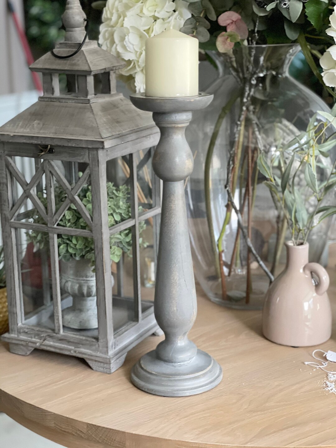 Large Grey Mango Wood Candlestick - Etsy