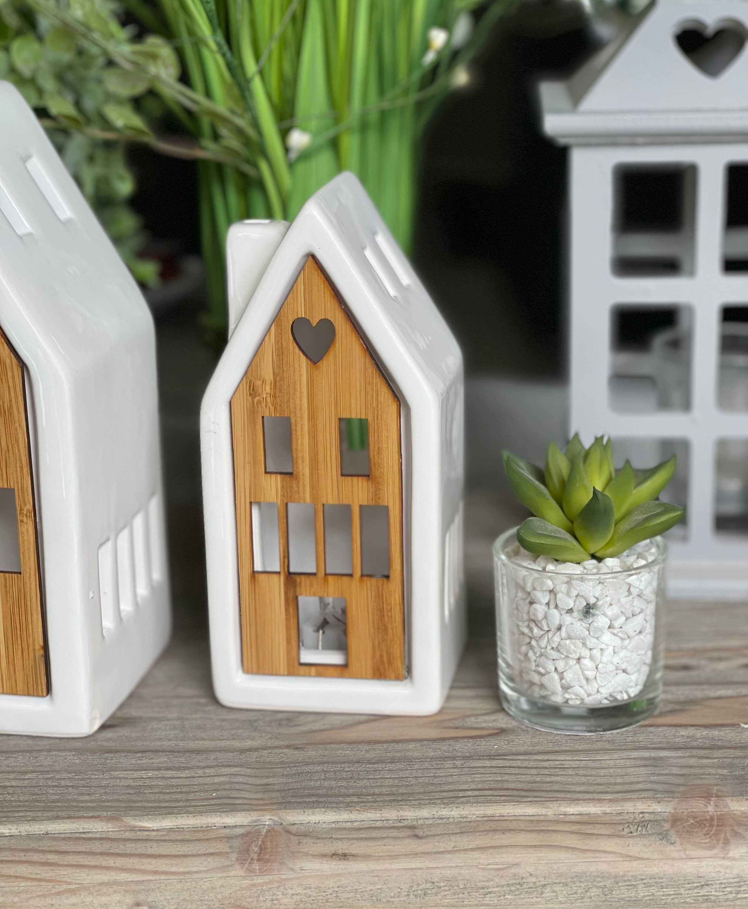 Wooden Front Ceramic LED House 2 Sizes Available - Etsy UK