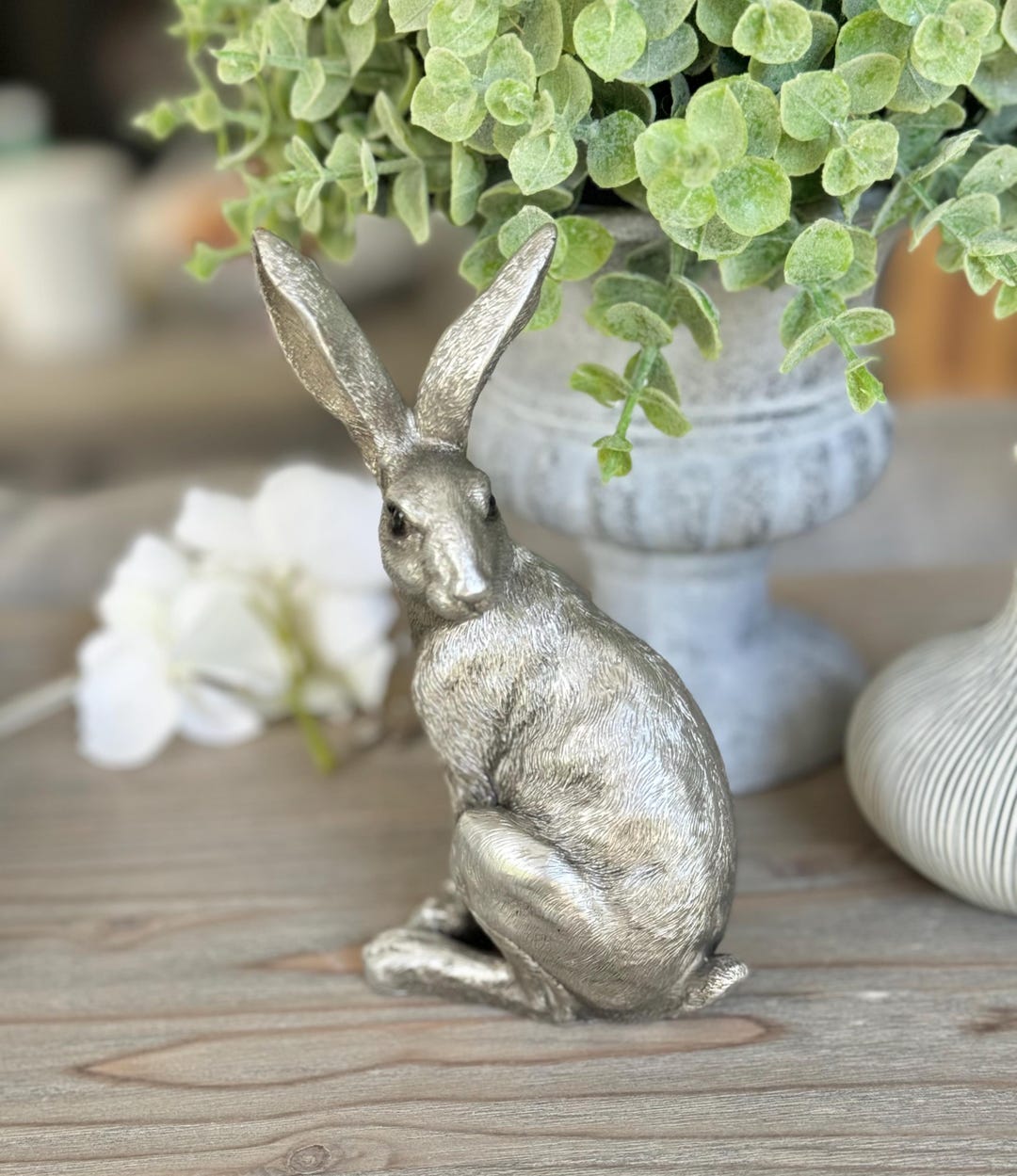 Ornamental Sitting Silver Hare - Etsy