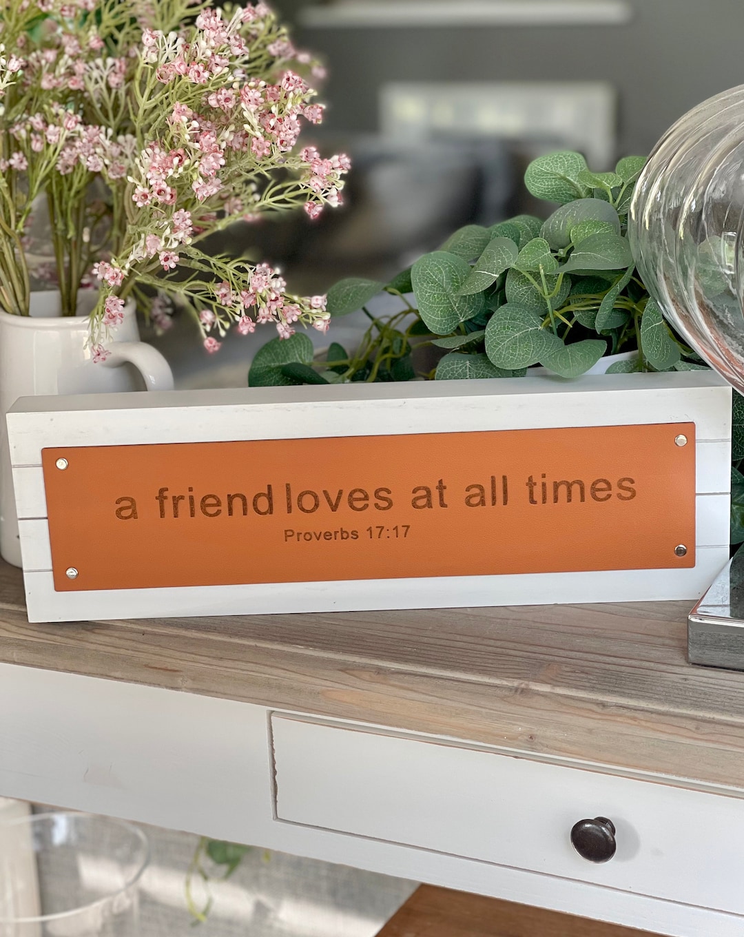 Faux Leather Engraved Wood Block Wall Sign - Etsy