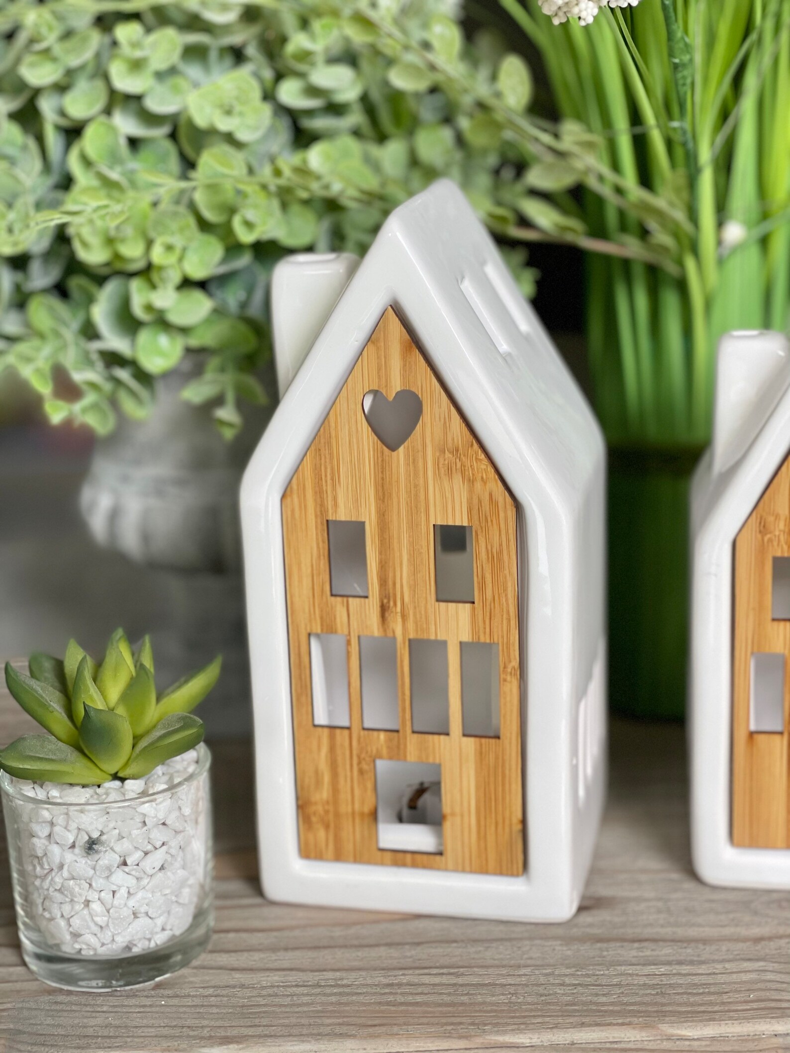 Wooden Front Ceramic LED House 2 Sizes Available - Etsy UK