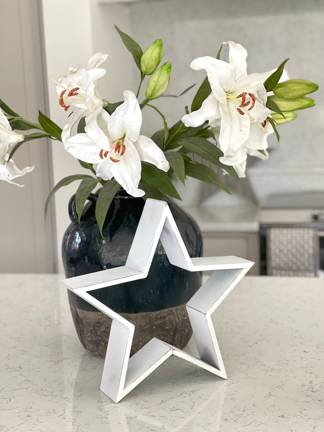 White Mantelpiece Wooden Star. Medium 36.5cm - Etsy UK