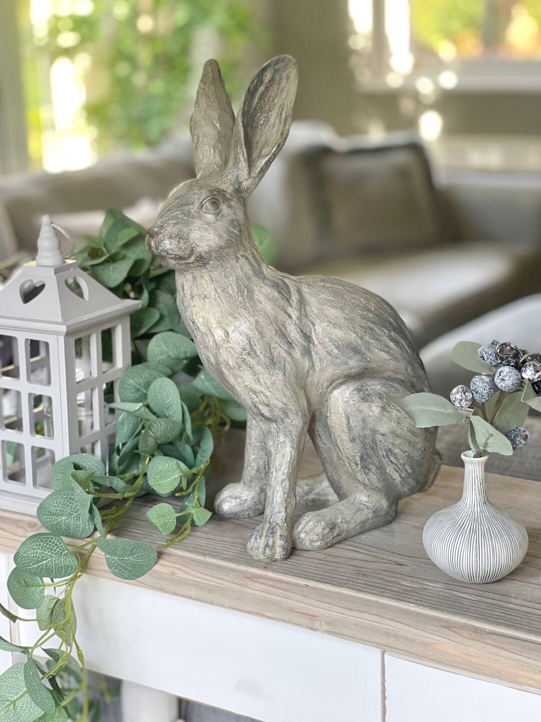 Large Metallic Hare Statue - Etsy