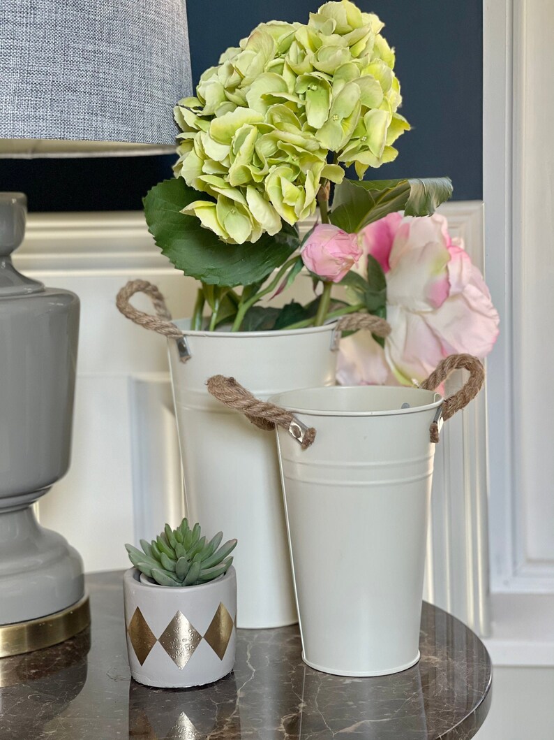 Cream Flower Bucket 2 Sizes - Etsy UK