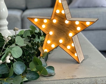 Wooden Star Light With 30 LED Warm Glow Lights for Home or | Etsy UK
