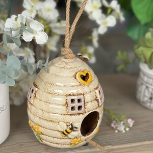 Ceramic Cream Beehive Bird House - Etsy
