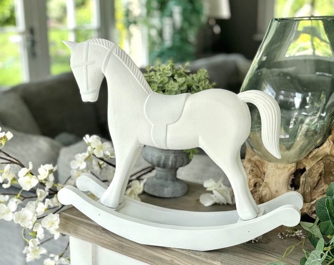 Large White Wooden Rocking Horse - Etsy