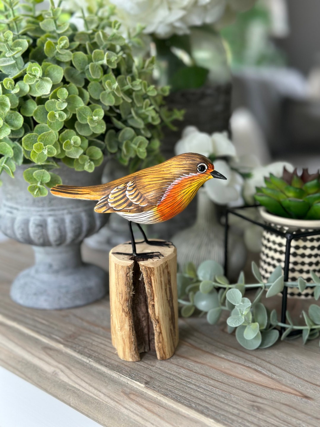 Gorgeous Carved Wooden Robin - Etsy